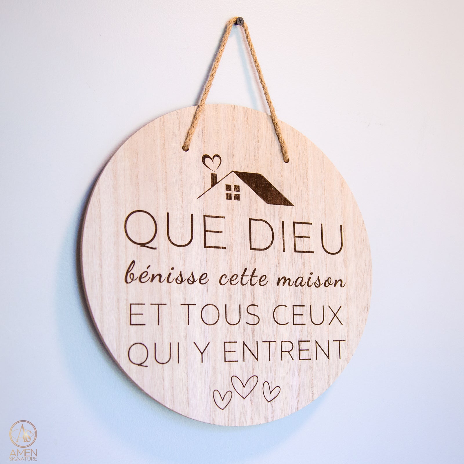 Panneau mural chrétien - Que Dieu bénisse cette maison – Amen Signature